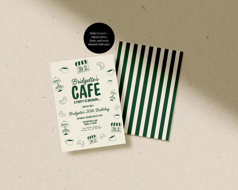 Cafe Birthday Invitation Template Editable Home Coffee Shop Party ...
