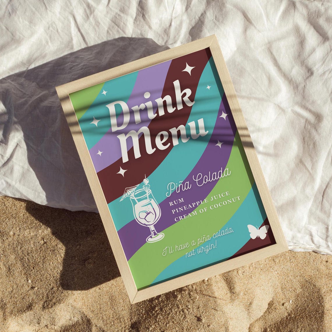 Retro 30th Birthday Drink Menu Sign: Custom Cocktail (DIY Canva ...