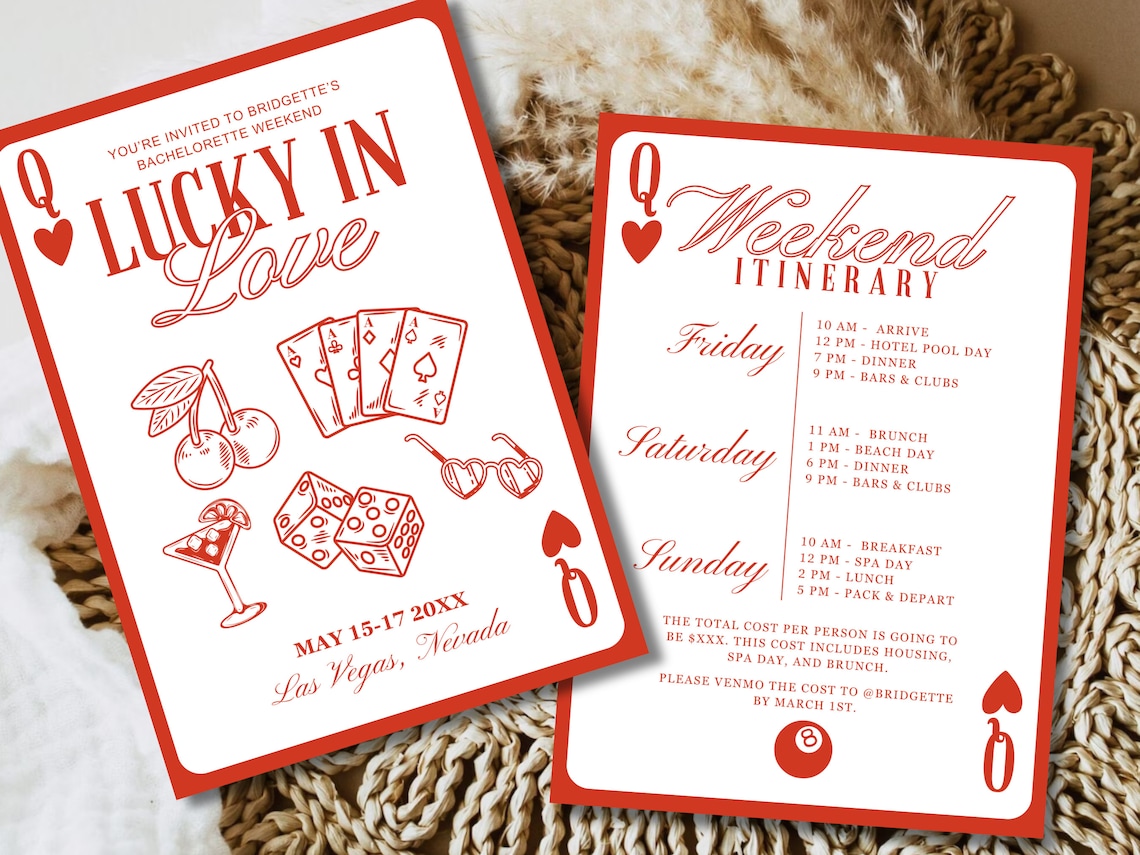 Las Vegas Bachelorette Party Itinerary Invitation Digital Template ...