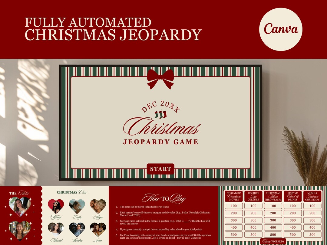 Christmas Jeopardy Game Template Fully Editable Holiday Party Trivia ...