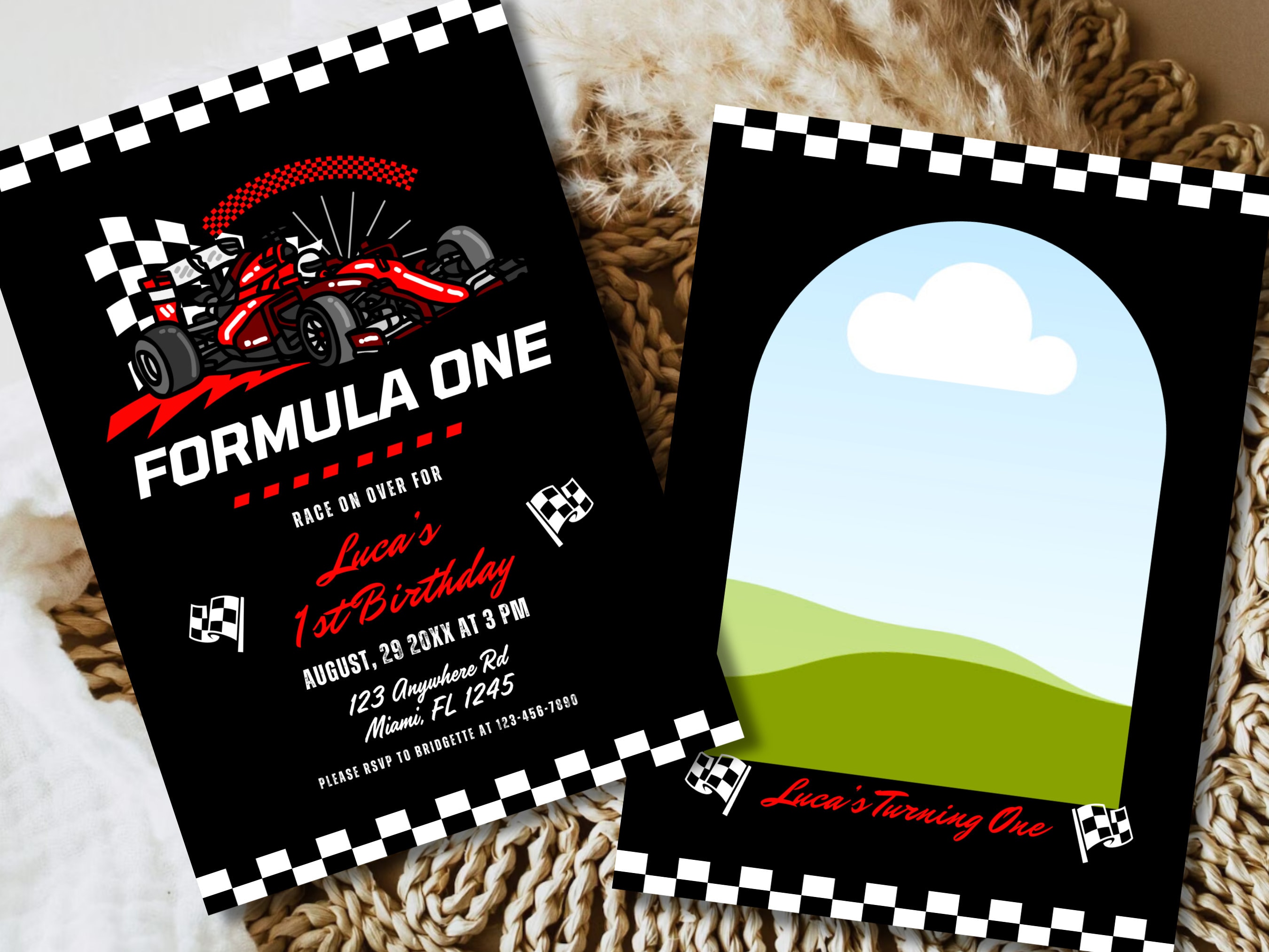 FORMULA ONE Birthday Theme 1st Birthday Party Invite Racing Birthday ...