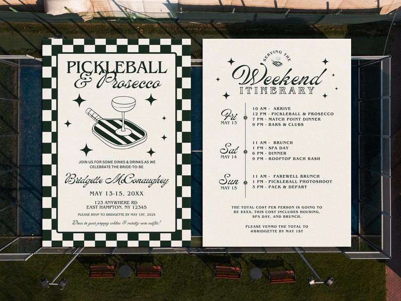 Pickleball Bachelorette Invitation Template Editable Last Swing Before ...