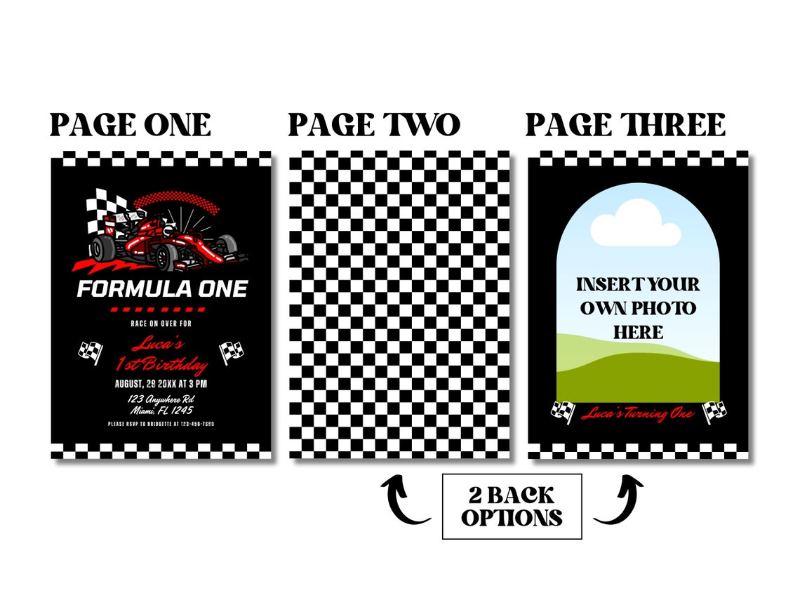 Formula One Birthday Invitation Template Editable F1 First Birthday ...