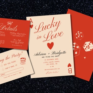 Lucky in Love Wedding Invitation Vegas Wedding Stationery Playing Cards ...