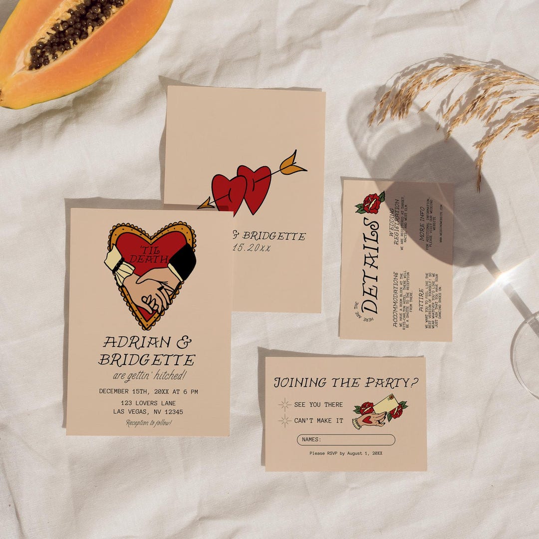 Alternative Wedding Invitation Traditional Tattoo Wedding Invite ...