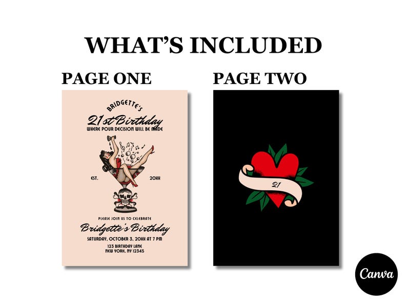 Traditional Tattoo 21st Birthday Invite Old School Tattoo 30th Birthday ...