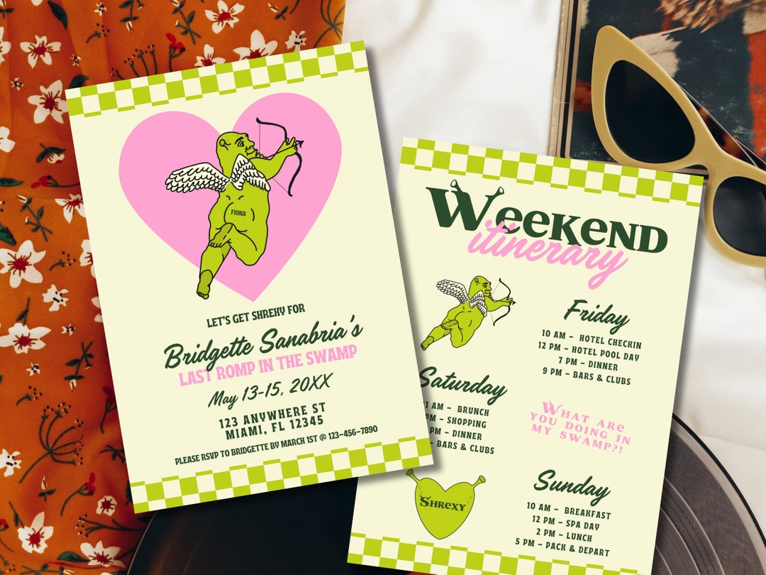 SHREKLORETTE BACHELORETTE Party Invitation and Itinerary Funny Last ...