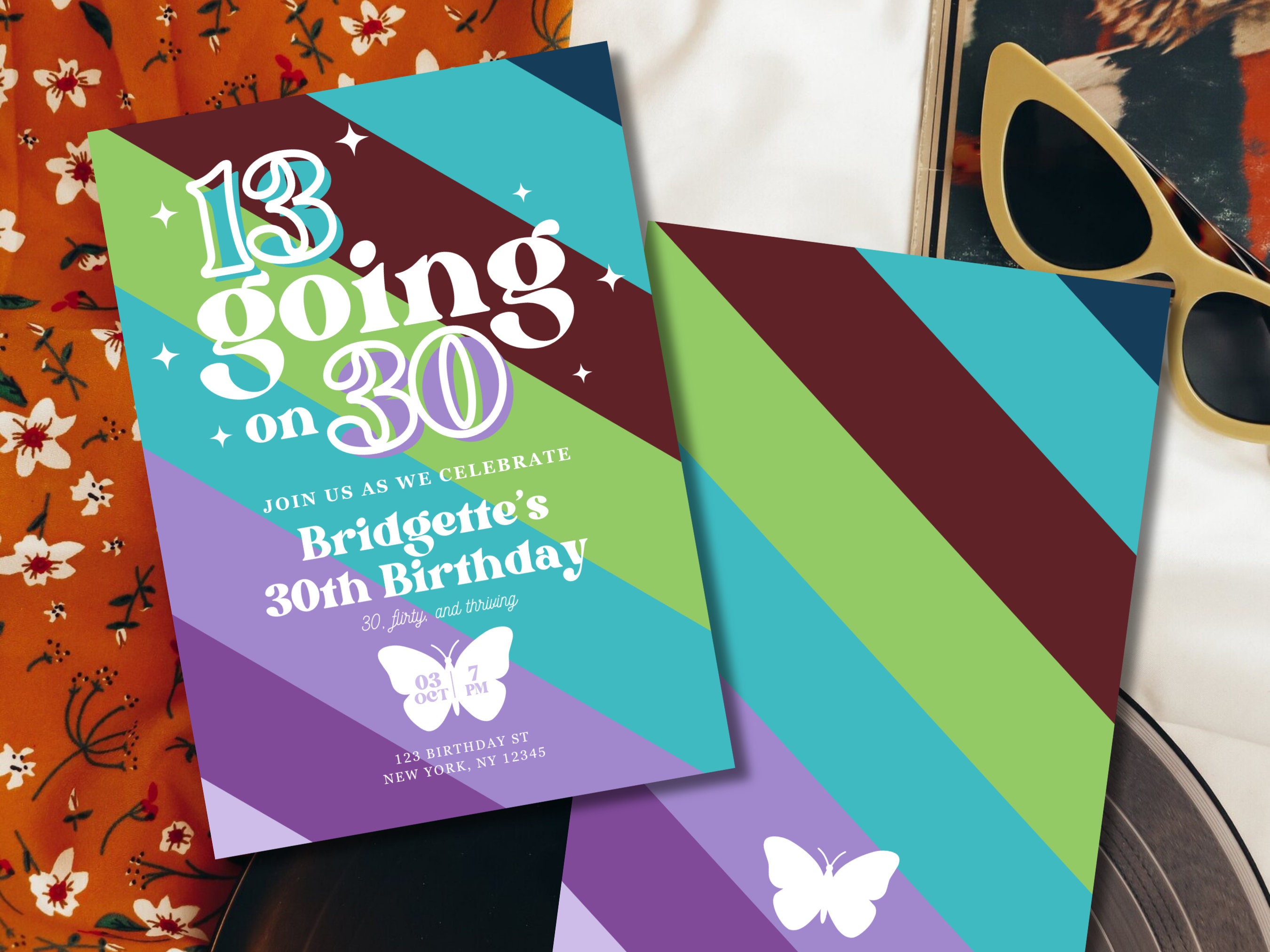 13 Going on 30 Themed Birthday Invitation Editable 13th Birthday Invite ...