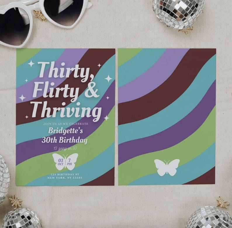 Retro 30th Birthday Drink Menu Sign: Custom Cocktail (DIY Canva ...