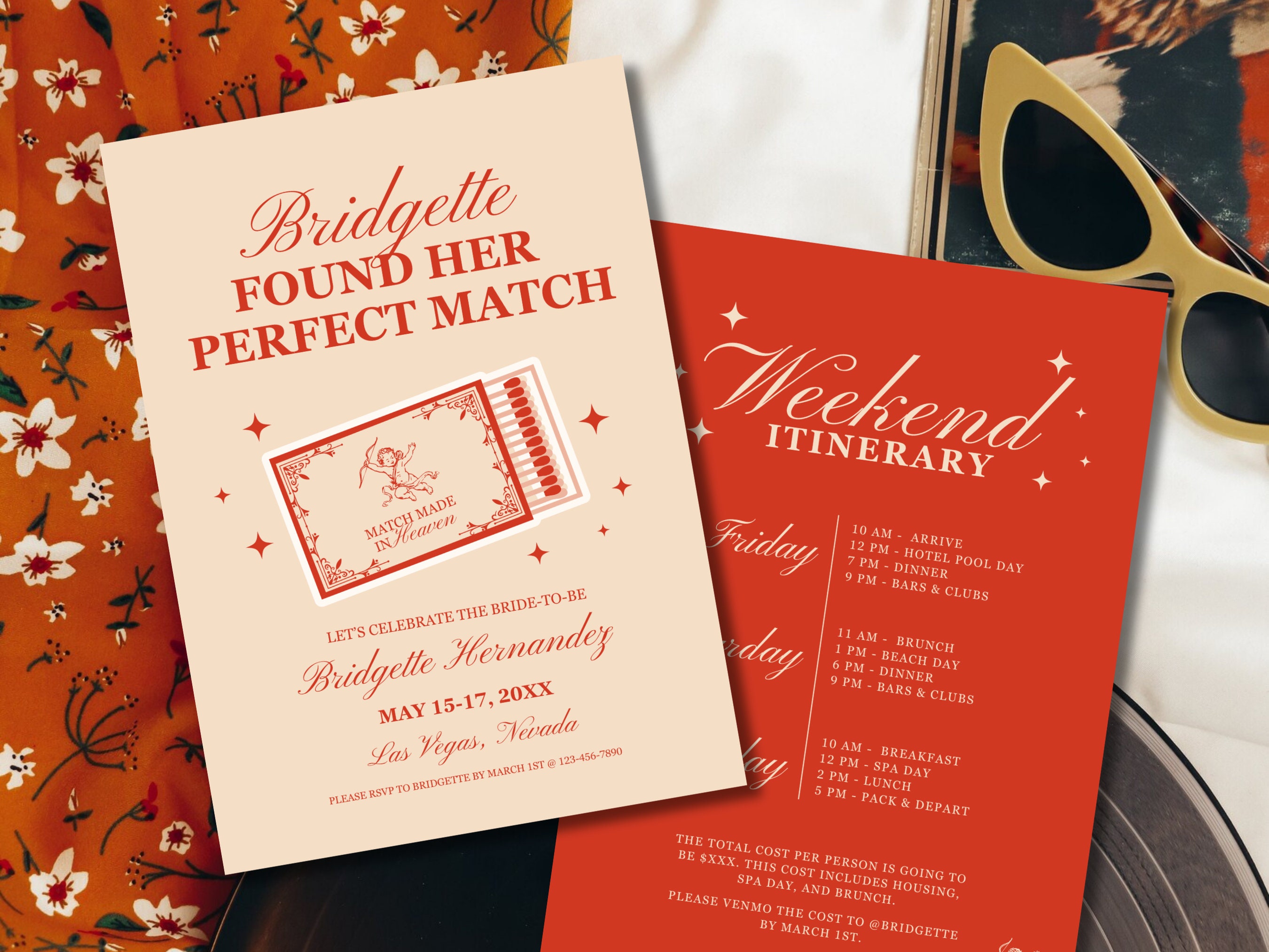 Perfect Match Bachelorette Invitation Itinerary Las Vegas Bachelorette ...