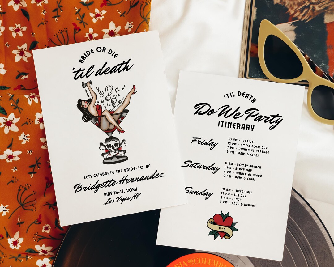 Traditional Tattoo Bachelorette Invitation and Itinerary Old School ...