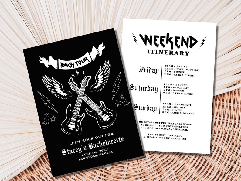 Farewell Tour Bachelorette Weekend Invitation and Itinerary Rock N Roll ...