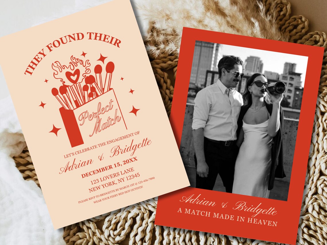 Perfect Match Engagement Party Invitation Template Match Made in Heaven ...