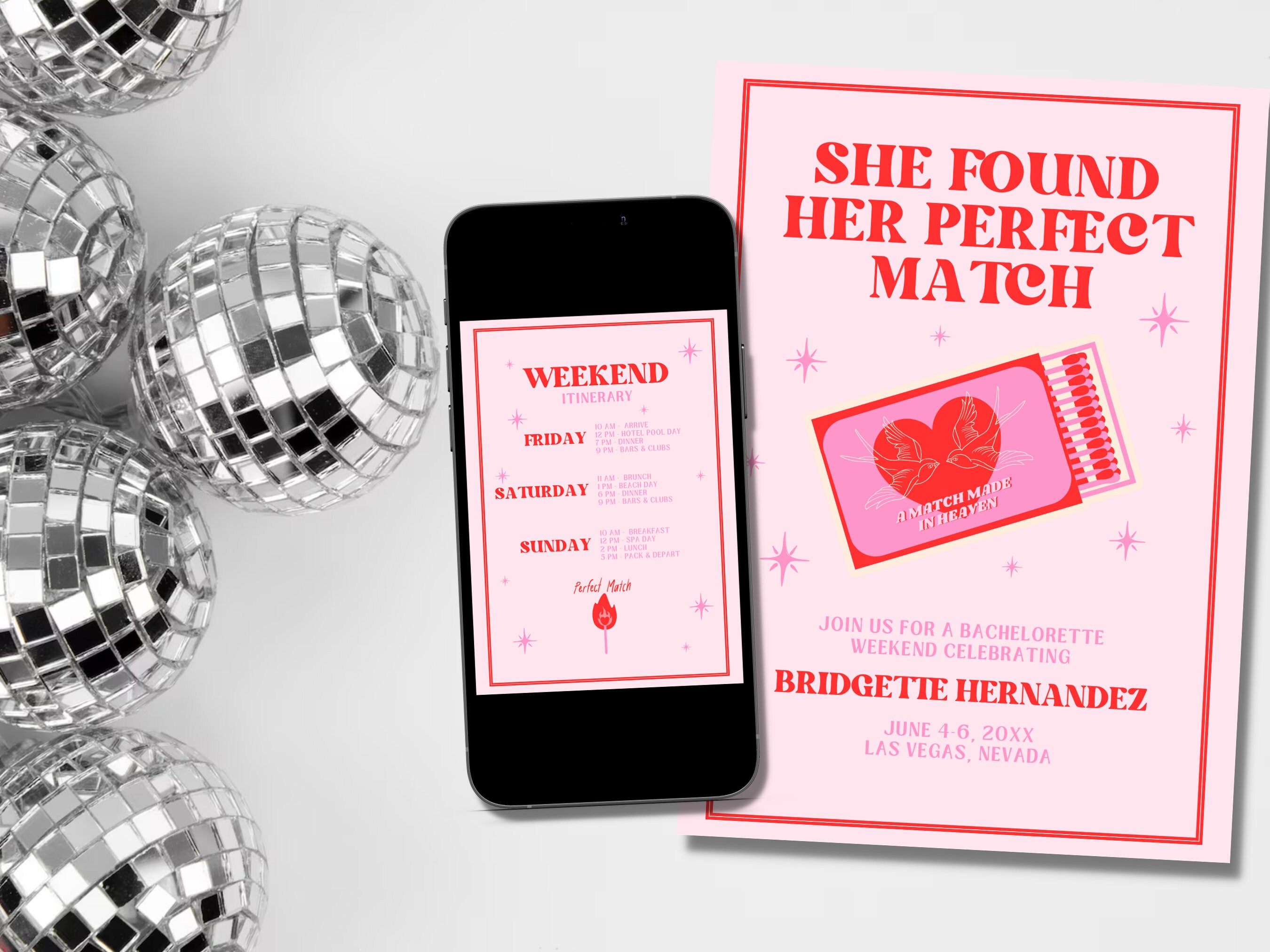 Perfect Match Bachelorette Party Downloadable Invitation - Etsy