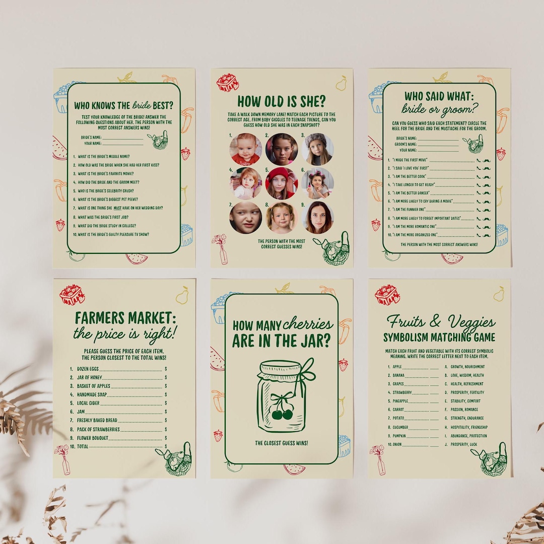 Farmers Market Bridal Shower Game Templates Hand-drawn Fresh off the ...