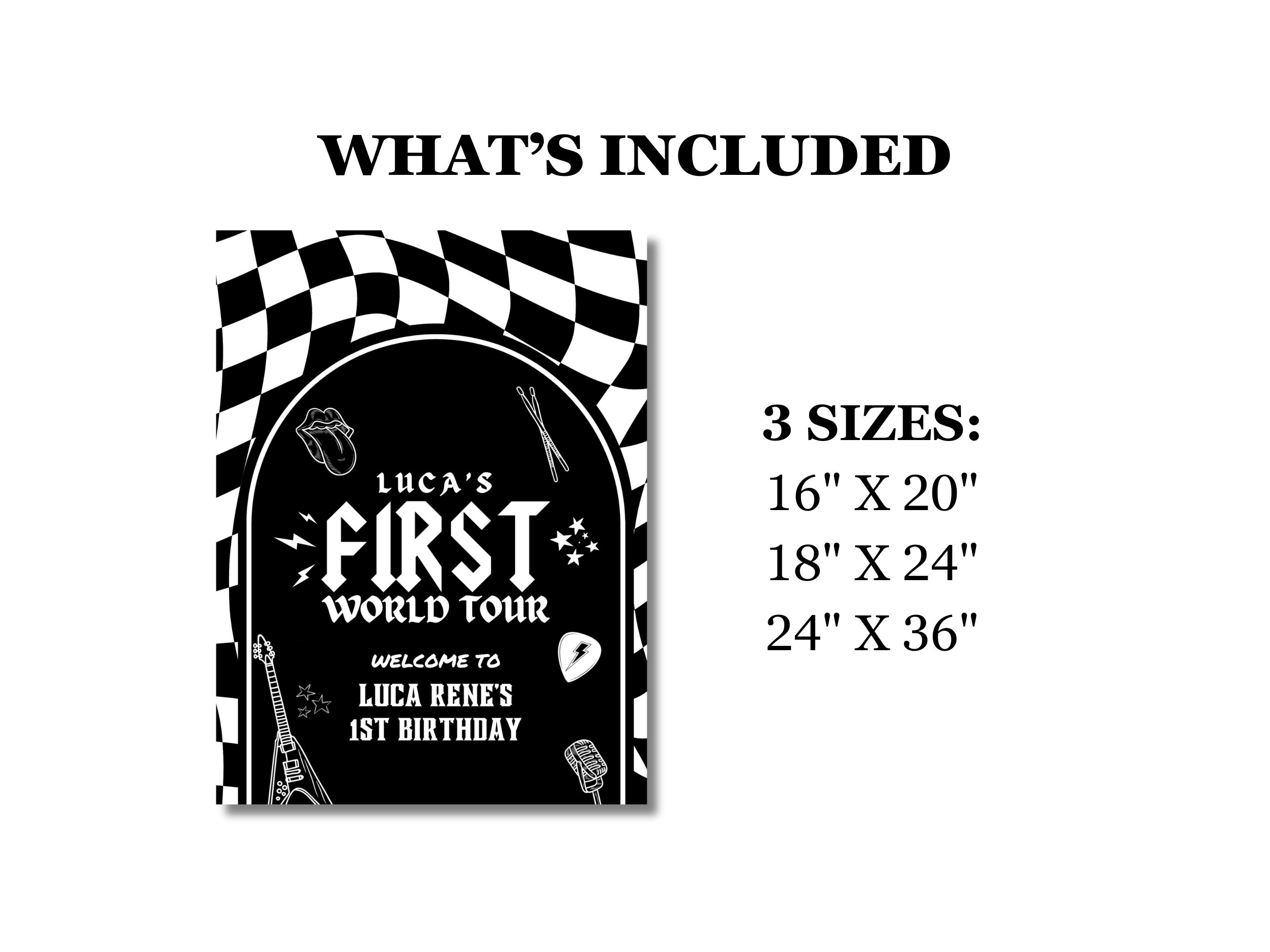 Rockstar First Birthday Welcome Sign: World Tour Theme (DIY Template ...