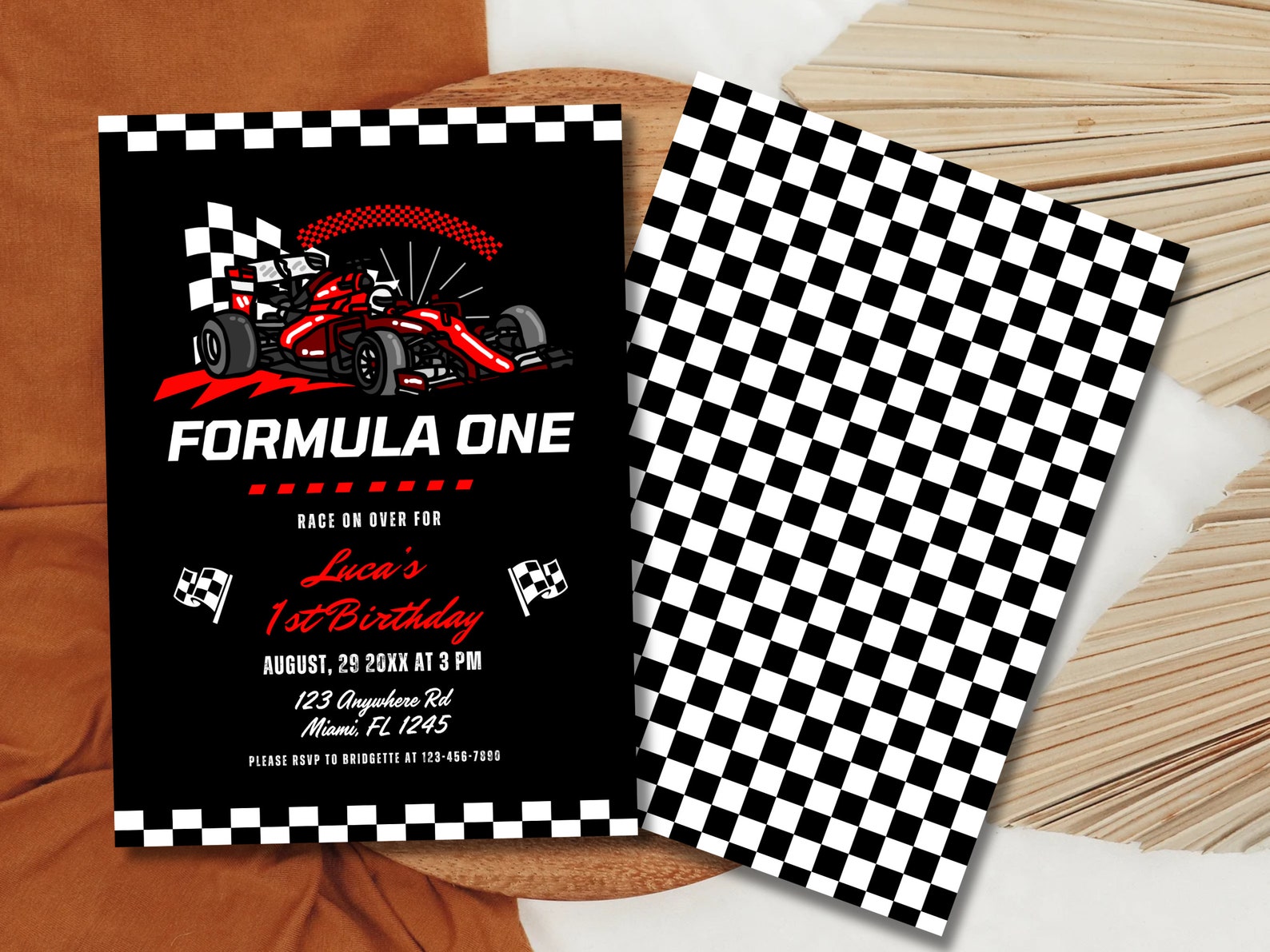 FORMULA ONE Birthday Theme 1st Birthday Party Invite Racing Birthday ...