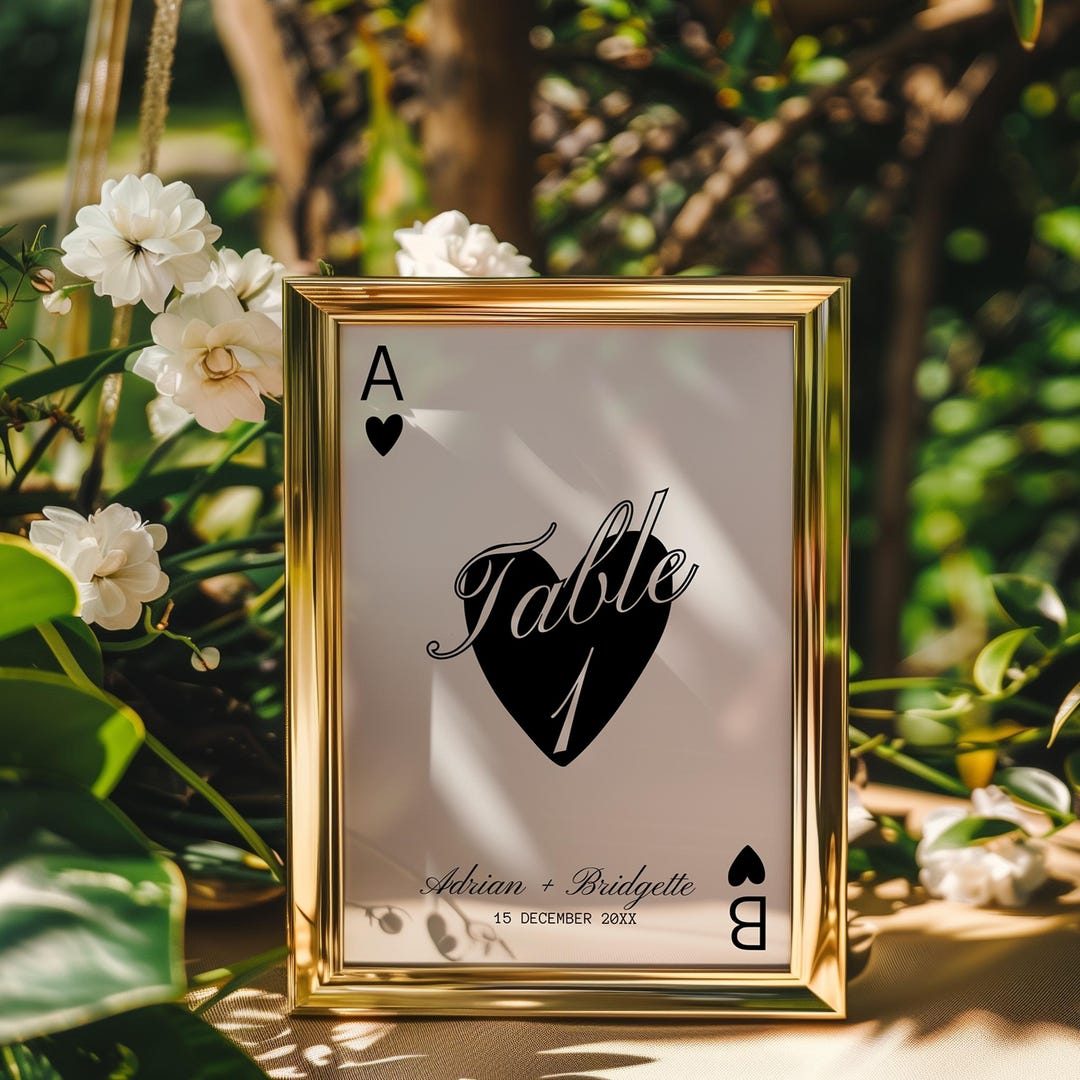 Lucky in Love Table Numbers Template Hand Drawn Vegas Wedding ...