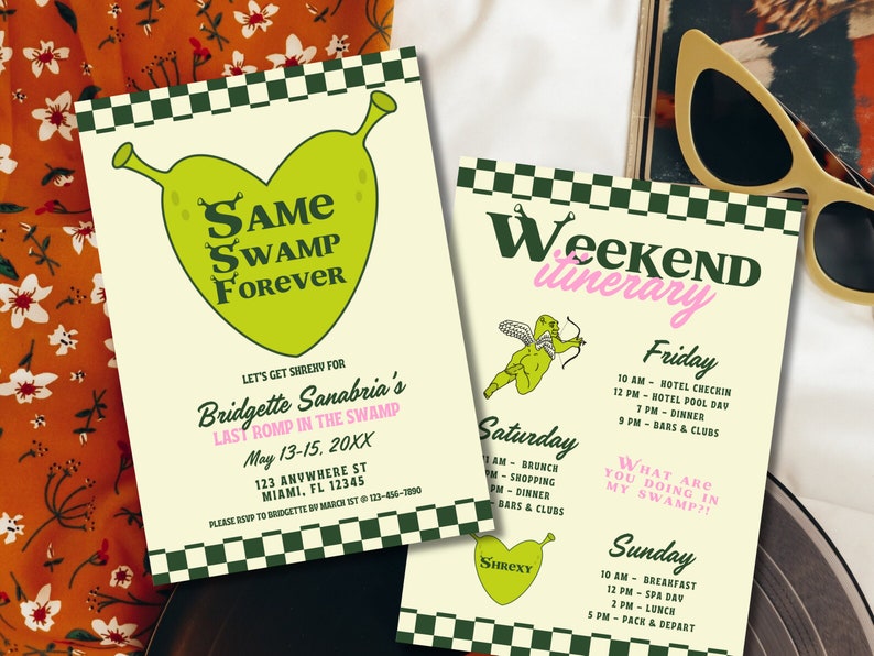 Shrek Bachelorette Party Invitation and Itinerary Funny Last Romp in ...