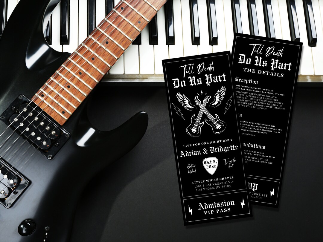 Rock Concert Wedding Invitation Template Gig Ticket Rock N Roll Wedding ...