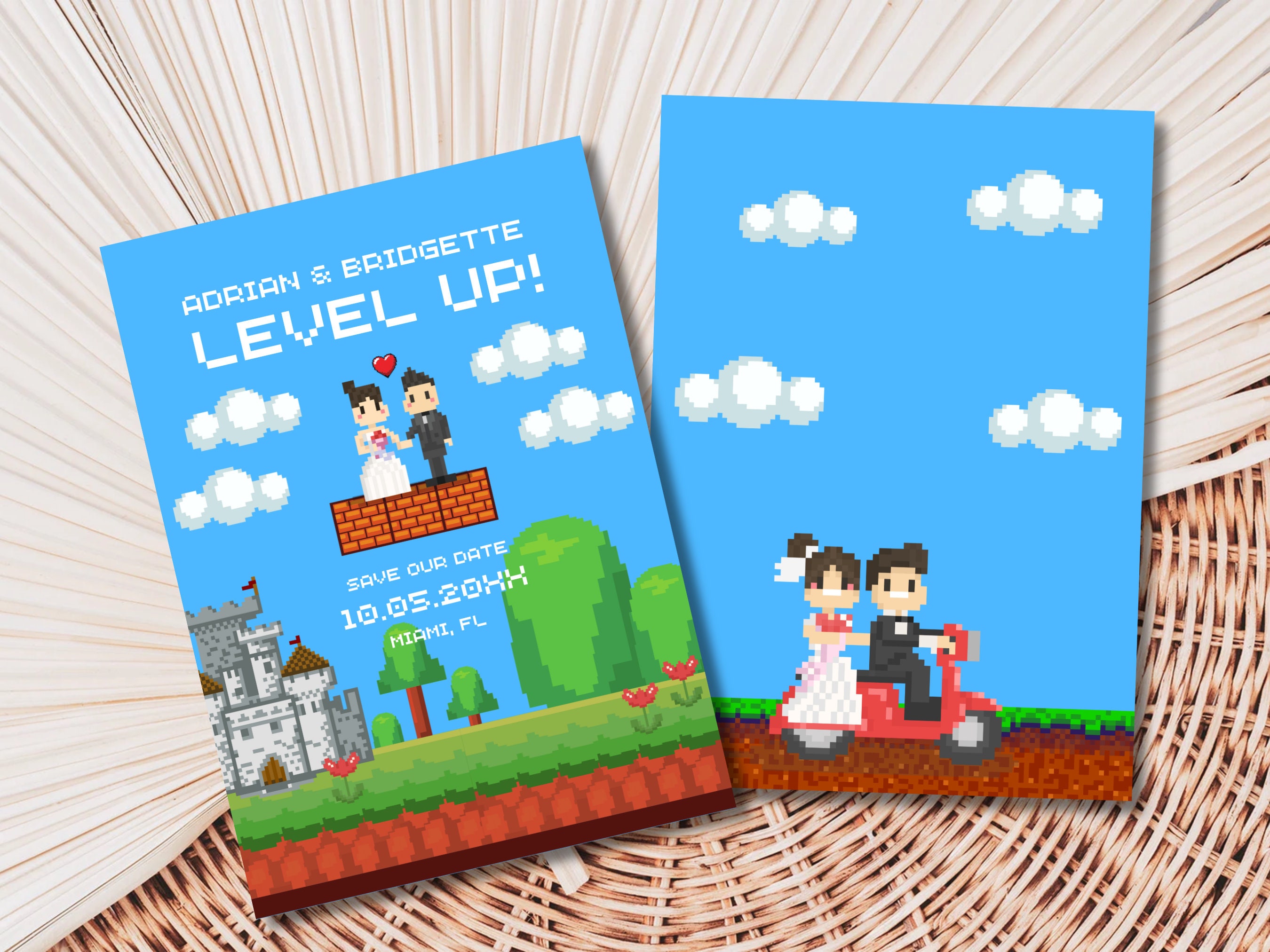 Retro Gamer 8-bit Wedding Save the Date Old School Pixel Game Wedding ...