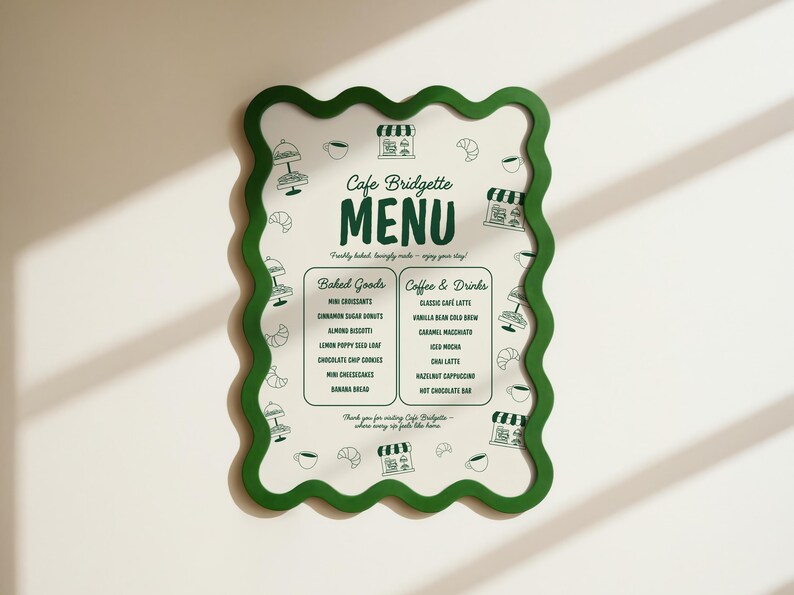 Cafe Menu Template Editable Home Coffee Shop Menu Coffee Birthday Party ...