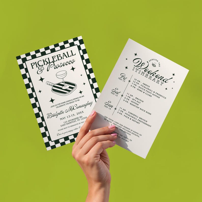 Pickleball Bachelorette Invitation Template Editable Last Swing Before ...
