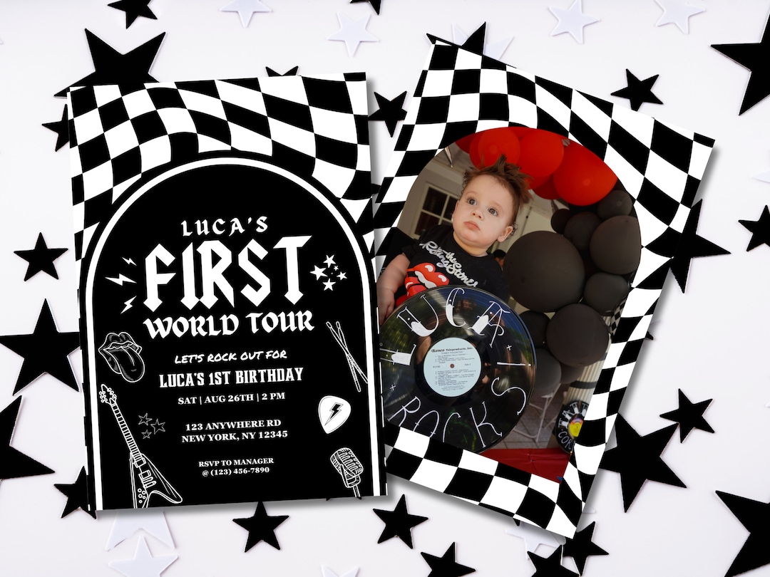 First World Tour Birthday Invitation Born to Rock Birthday Invite ...