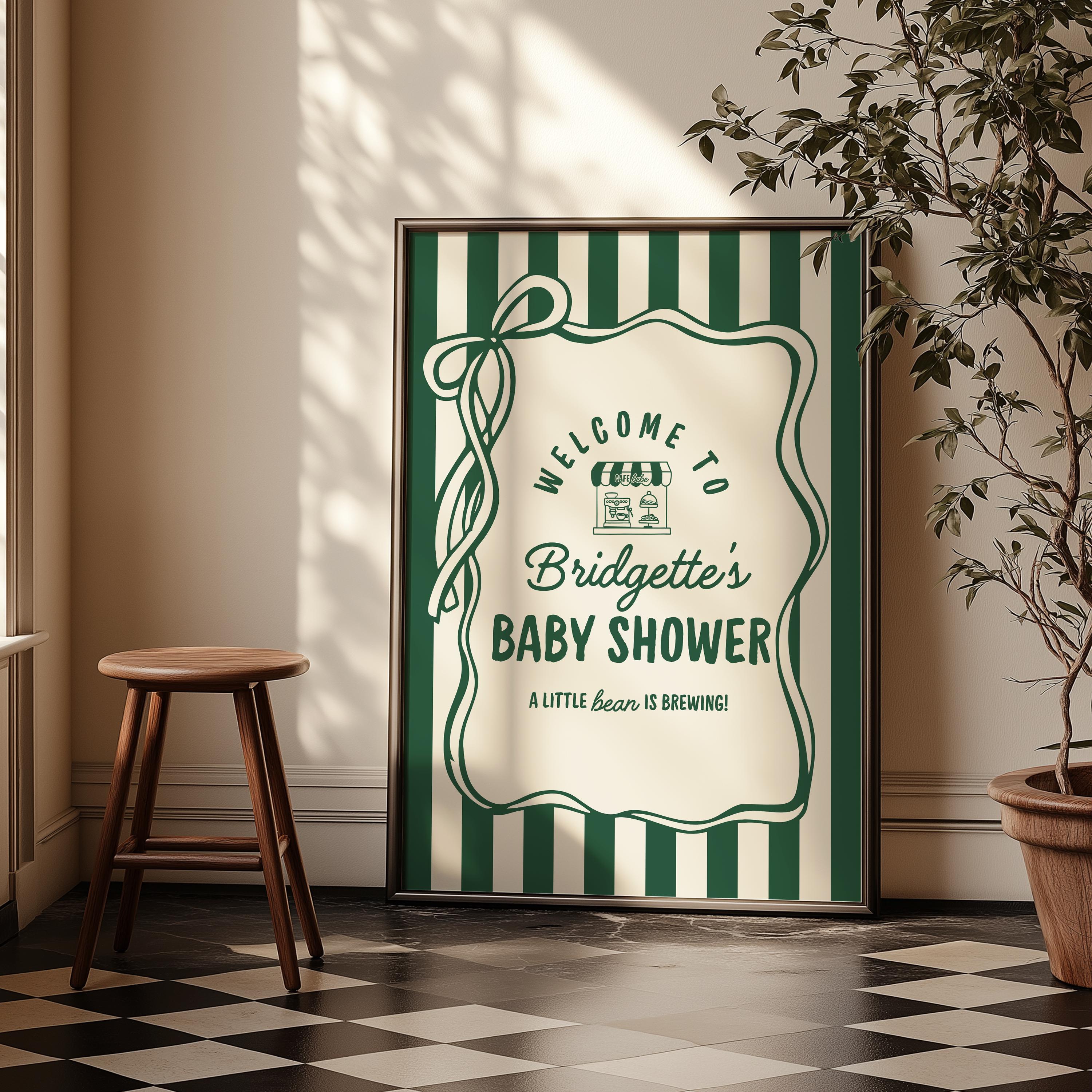 Cafe Bebe Baby Shower Welcome Sign Template Coffee Shop Baby Shower ...