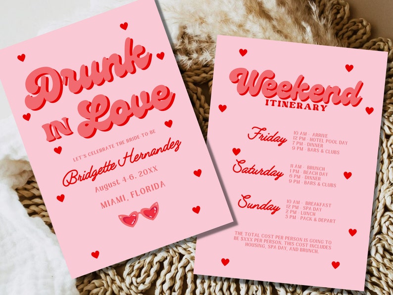 Drunk in Love Bachelorette Theme Invite Girly Retro Bachelorette Party ...