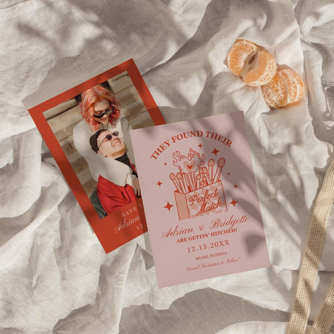 Colorful Save the Date Invitation Template Match Made in Heaven Save ...