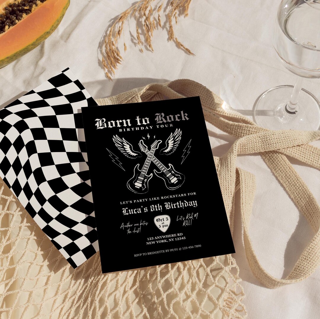Rock N Roll Birthday Invitation Born to Rock Birthday Invitation ...