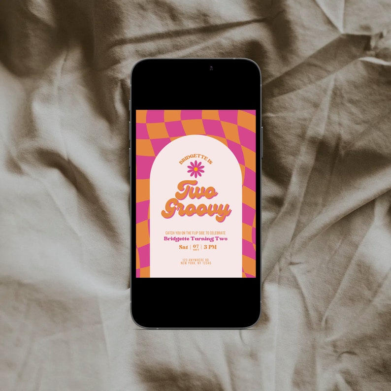 Two Groovy Birthday Invitation 2nd Birthday Invitation Retro - Etsy