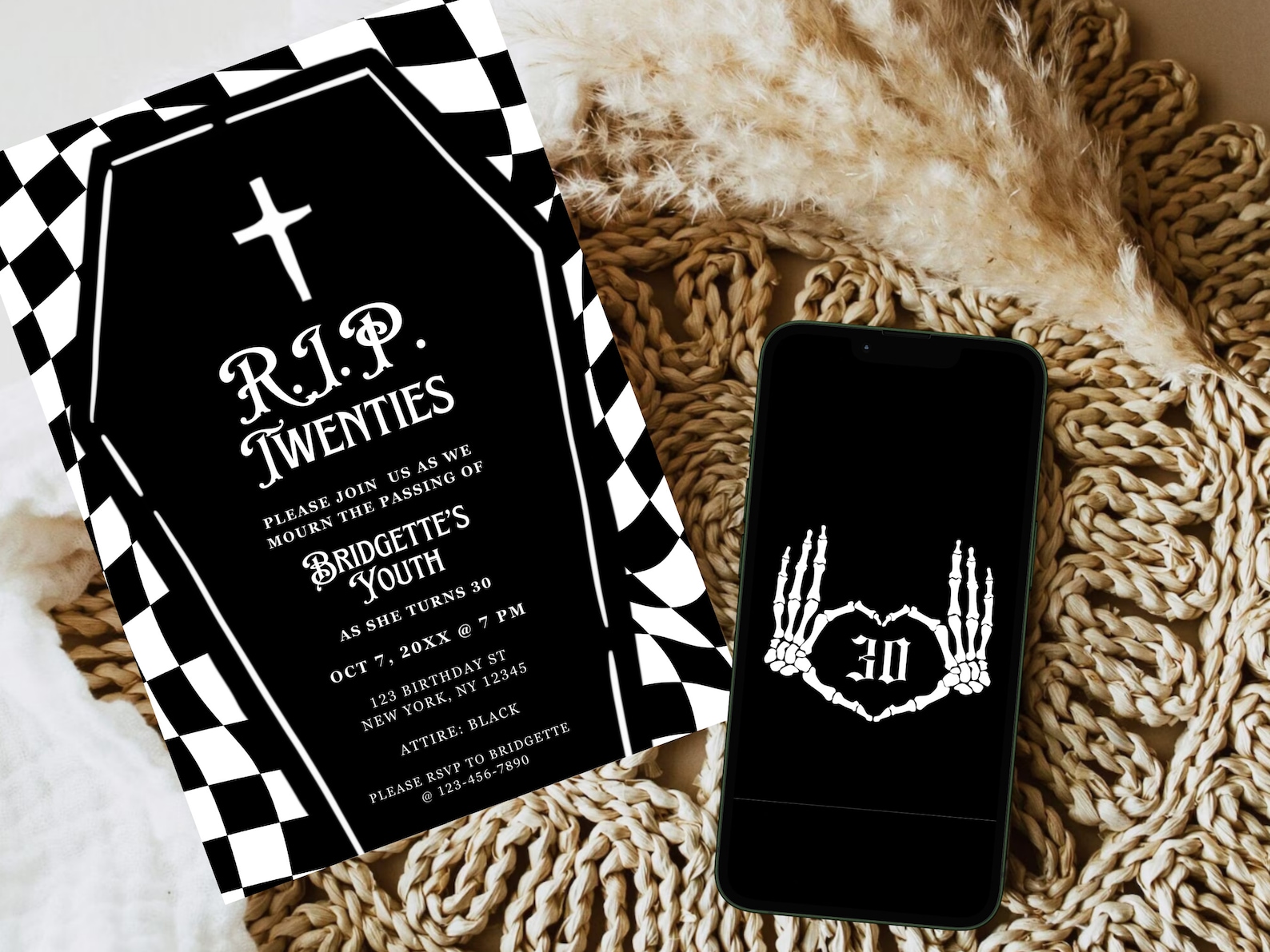 RIP Twenties 30th Birthday Invitation Template RIP to My 20s Skull ...
