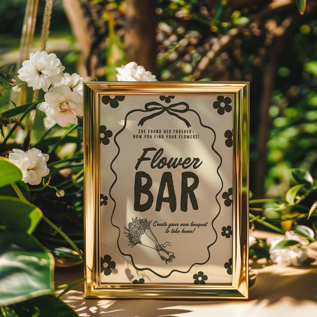 Flower Bar Cart Sign Template Wildflower Bouquet Bar Print Template ...