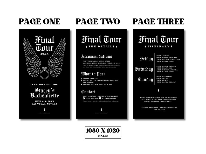 Bach Tour Invitation Itinerary Template Punk Rock Bachelorette Mobile ...