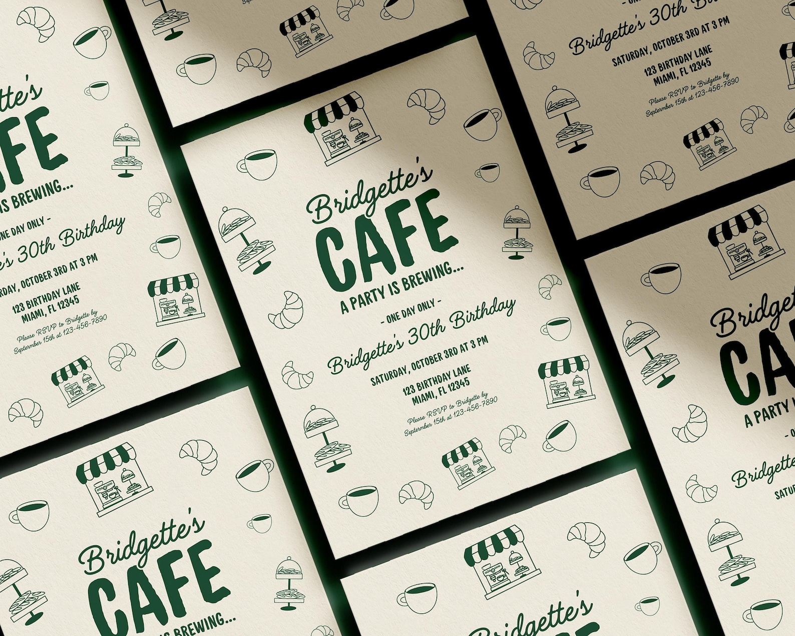 Cafe Birthday Invitation Template Editable Home Coffee Shop Party Invitation Coffee Birthday ...