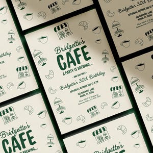 Cafe Birthday Invitation Template Editable Home Coffee Shop Party ...