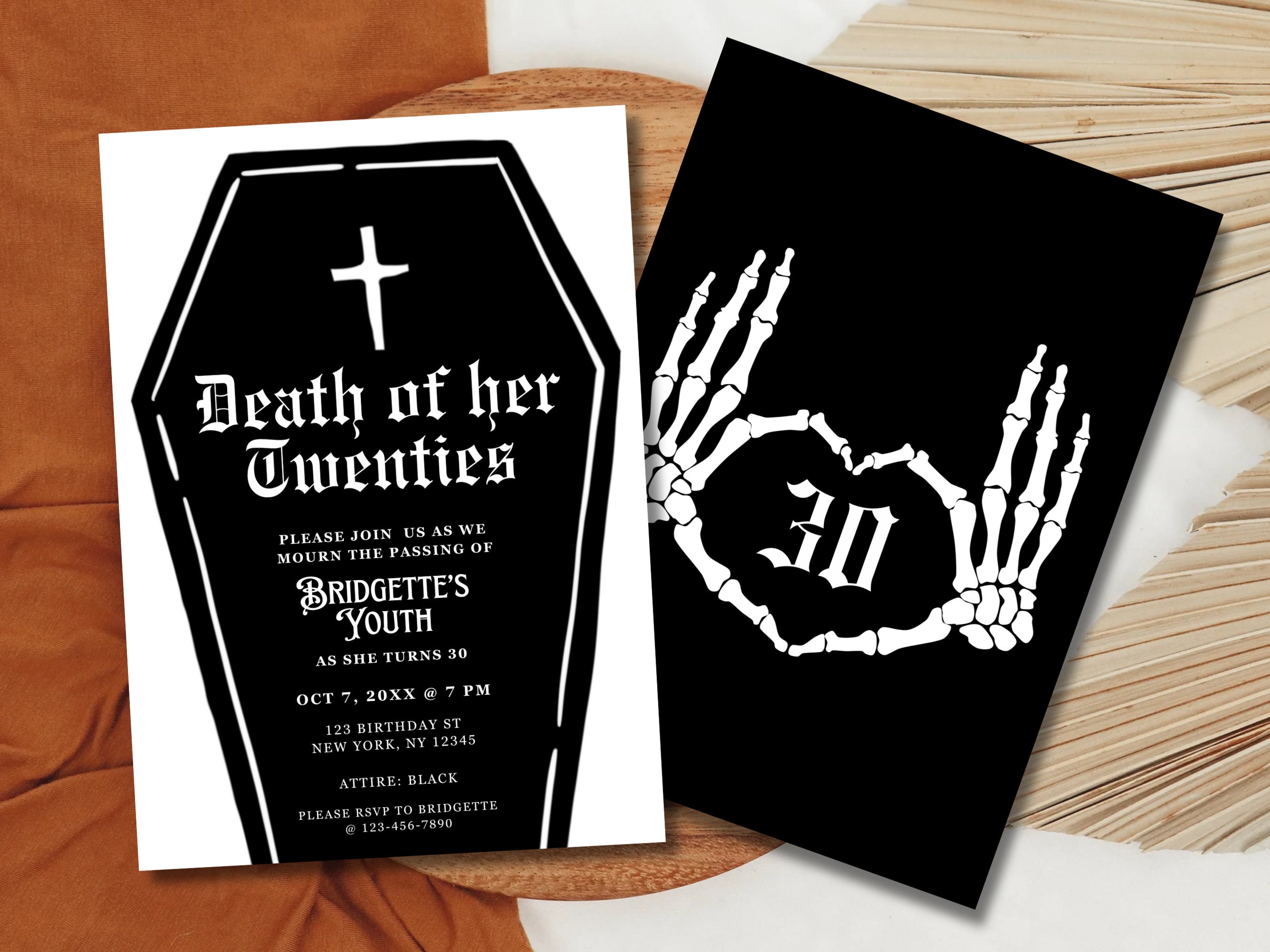 RIP to Her Twenties Birthday Invitation Template RIP to My 20s Skull ...