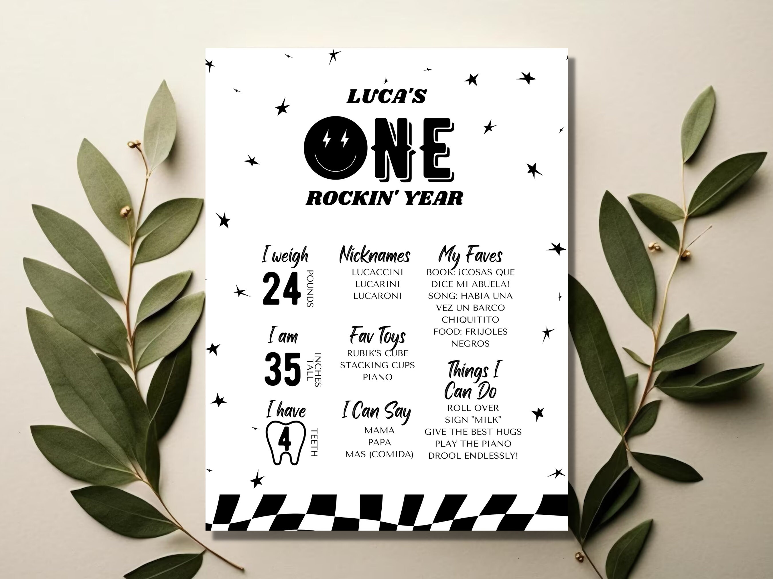 One Year Birthday Poster Template 1st Birthday Poster Retro - Etsy