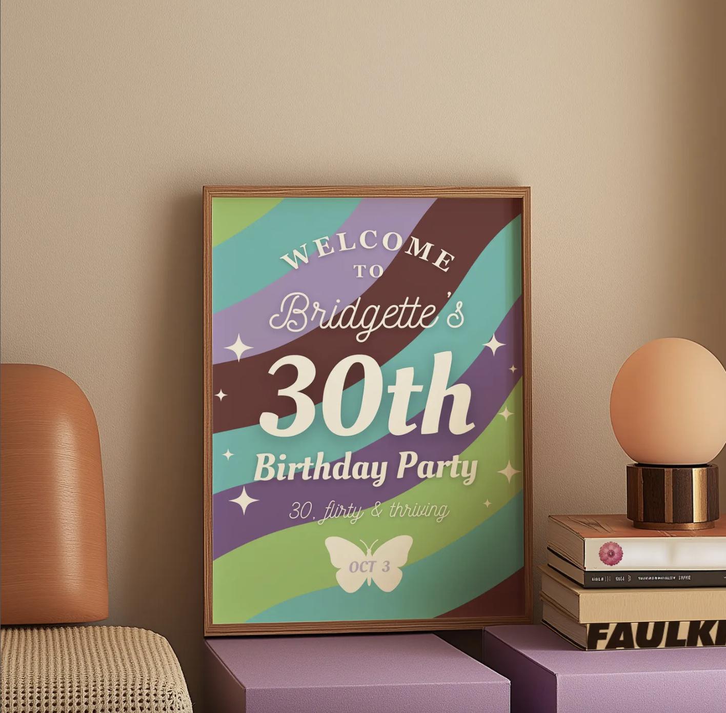 Retro 30th Birthday Drink Menu Sign: Custom Cocktail (DIY Canva ...