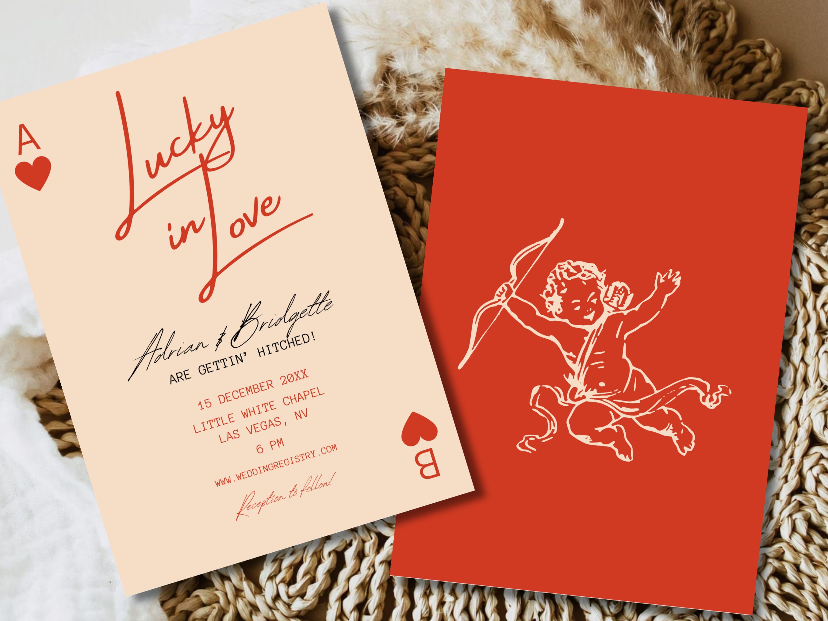 Lucky in Love Wedding Invitation Vegas Wedding Stationery Playing Cards ...