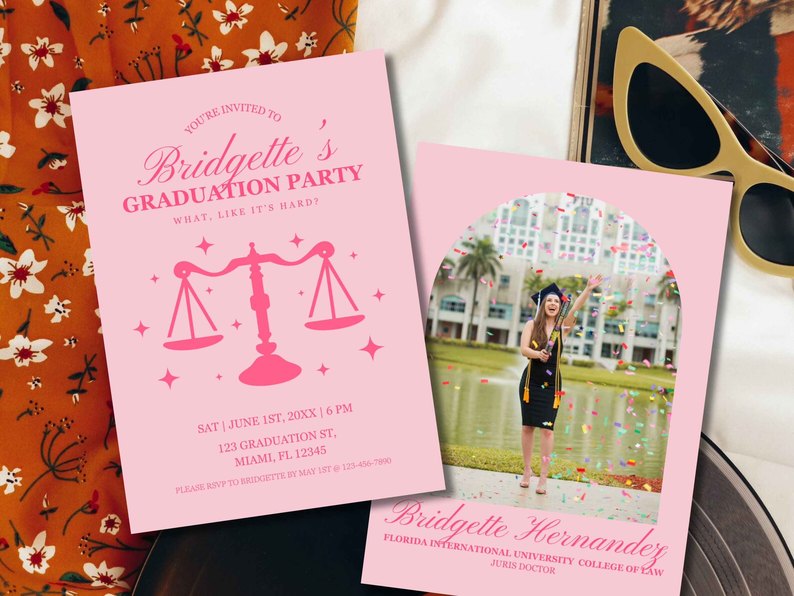 Legally Blonde Graduation Invitation Template Elle Woods College ...