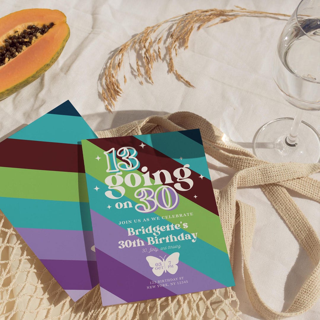 13 Going on 30 Themed Birthday Invitation Editable 13th Birthday Invite ...