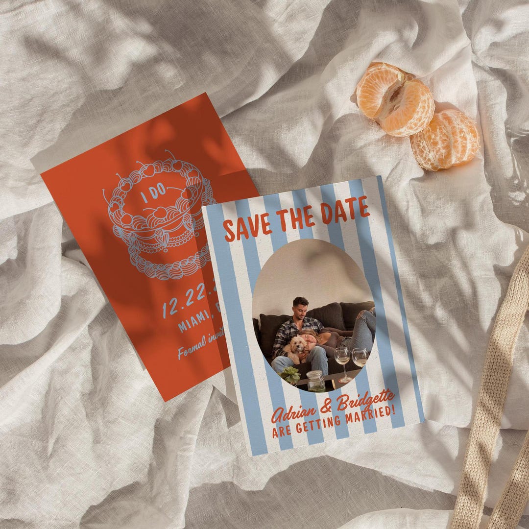 Colorful Save the Date Fun Wedding Save the Date Quirky Invite Template ...