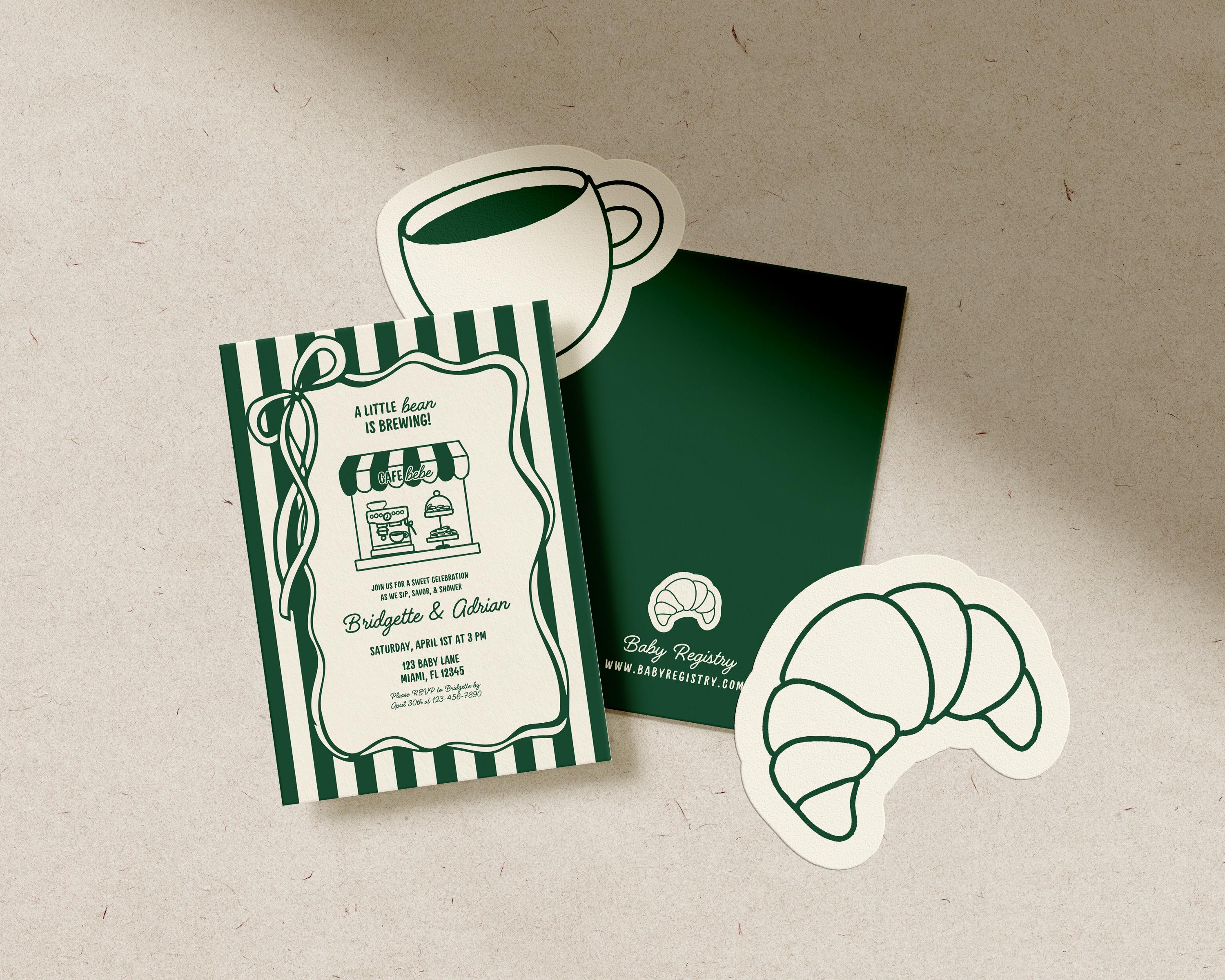 Cafe Bebe Baby Shower Bundle Templates Editable Coffee Shop Baby Shower ...