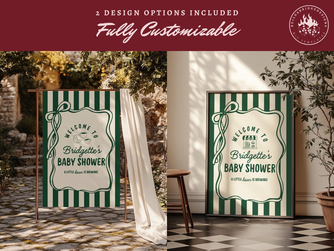 Cafe Bebe Baby Shower Welcome Sign Template Coffee Shop Baby Shower ...