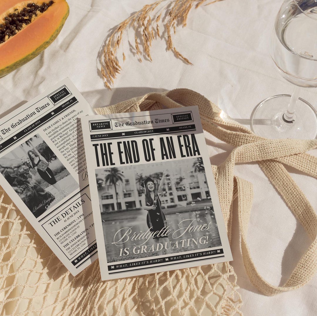 Graduation Newspaper Invitation Template Editable Graduation ...