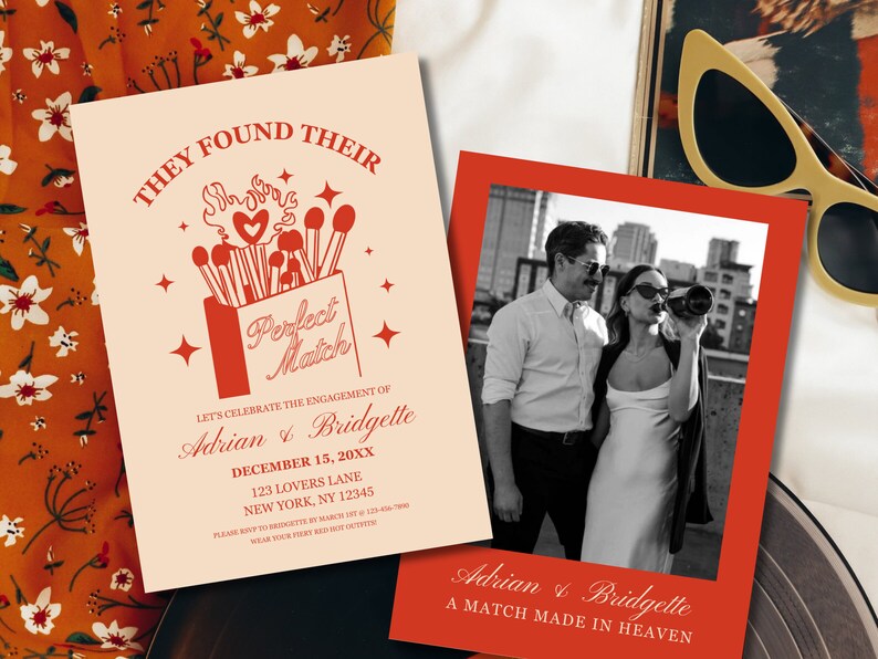 Perfect Match Engagement Party Invitation Template Match Made in Heaven ...