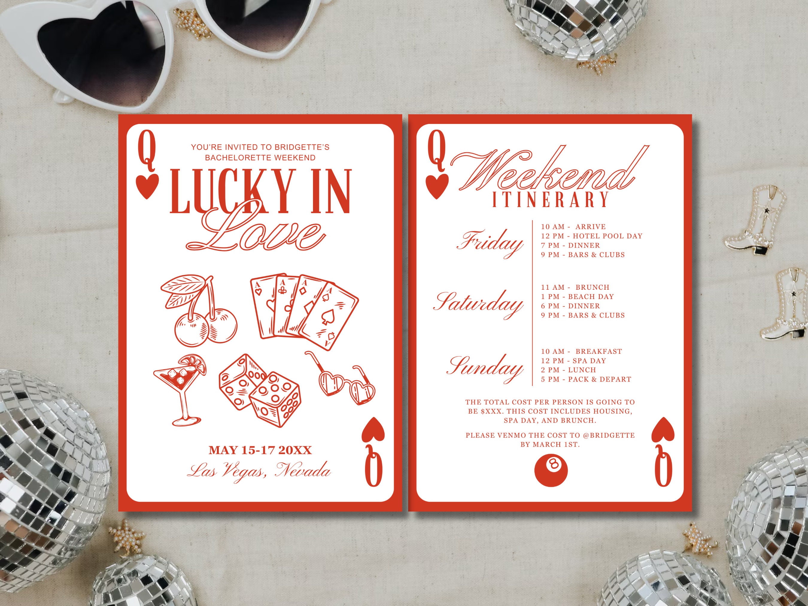 Las Vegas Bachelorette Party Itinerary Invitation Digital Template ...